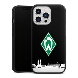 DeinDesign iPhone 13 Pro Handy Premium Silikon H&uuml;lle Handyh&uuml;lle schwarz Case Skyline Sv Werder Bremen Official Licensed Product Silikon Premium Case