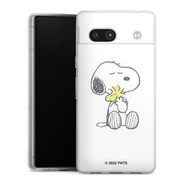 DeinDesign Google Pixel 7a Handy Silikon H&uuml;lle Case transparent Handyh&uuml;lle Snoopy Love Peanuts Silikon Case