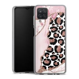 DeinDesign Galaxy A12 Handy Silikon H&uuml;lle Case transparent Handyh&uuml;lle Leopard Glitzer Marble Silikon Case