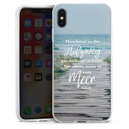 DeinDesign iPhone Xs Max Handy Silikon H&uuml;lle Case transparent Handyh&uuml;lle Statement Beach Spruch Silikon Case