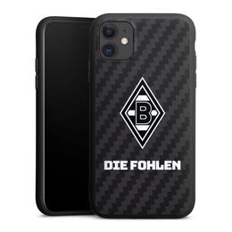 DeinDesign iPhone 11 Handy Premium Silikon H&uuml;lle Handyh&uuml;lle schwarz Case Gladbach Carbon Borussia M&ouml;nchengladbach Silikon Premium Case