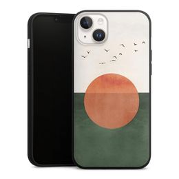 DeinDesign iPhone 14 Handy Premium Silikon H&uuml;lle Handyh&uuml;lle schwarz Case Sunshine Bird Sunset Silikon Premium Case