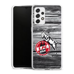 DeinDesign Galaxy A33 5G Handy Silikon H&uuml;lle Case wei&szlig; Handyh&uuml;lle 1. Fc K&ouml;ln Official Licensed Product Wooden Look Silikon Case