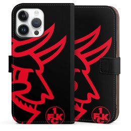 DeinDesign iPhone 14 Pro Max Handy Klapph&uuml;lle Handyh&uuml;lle aus Kunst Leder schwarz Flip Case 1. Fc Kaiserslautern Logo Official Licensed Product Sideflip mit 