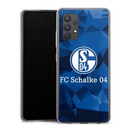 DeinDesign Galaxy A32 4G Handy Silikon H&uuml;lle Case transparent Handyh&uuml;lle Camouflage Fc Schalke 04 Muster Silikon Case