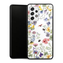 DeinDesign Galaxy A53 5G Handy Silikon H&uuml;lle Case schwarz Handyh&uuml;lle Muster Flowers Bee