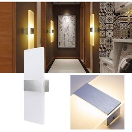 SWANEW LED Wandleuchte Innen/Außen Wandleuchten Modern Wandlampe Wandbeleuchtung Treppenhaus Flur Warmweiß 2X 6W
