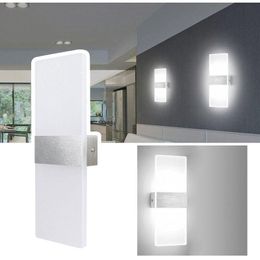 Swanew - led Wandleuchte Innen/Außen Wandleuchten Modern Wandlampe Wandbeleuchtung Treppenhaus Flur Kaltweiß 2X 6W - Weiß