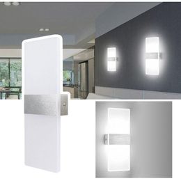 Swanew - led Wandleuchte Innen/Außen Wandleuchten Modern Wandlampe Wandbeleuchtung Treppenhaus Flur Kaltweiß 2X 12W - Weiß