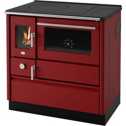 Blaze Festbrennstoffherd Küchenherd Nausica, 8 kW, Dauerbrand, viereckig, 1 Herd, rot, rot
