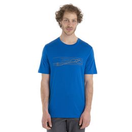 Icebreaker Merino Tech Lite II T-Shirt Ski Stripes - Mann - Lazurite - Größe M