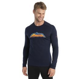 Icebreaker Merino 200 Oasis Thermo-Langarmshirt 7 Mountain Tops EU - Mann - Midnight Navy - Größe S