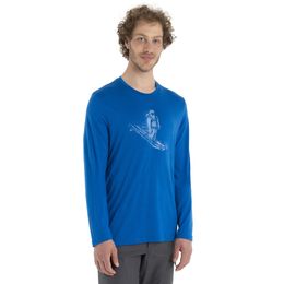 Icebreaker Merino Tech Lite II Langarmshirt Skiing Yeti - Mann - Lazurite - Größe S