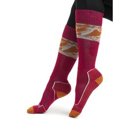 Icebreaker Merino Ski+ Light Skistrümpfe Alps 3D - Frau - Electron Pink/earth - Größe S