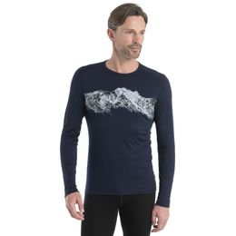 Icebreaker Merino 200 Oasis Thermo-Langarmshirt Top Remarkables - Mann - Midnight Navy - Größe XXL