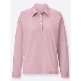 WITT Damen Langarm-Poloshirt in reiner Baumwoll-Qualit&auml;t, ros&eacute;, Gr&ouml;&szlig;e 54