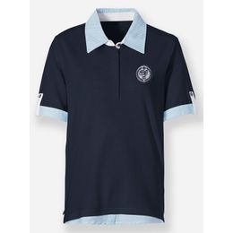 WITT Damen Poloshirt mit Stickerei und Emblem, marine, Gr&ouml;&szlig;e 40