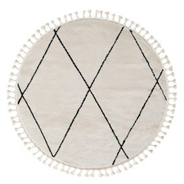 MyFlair Teppich Moroccan Calm, 140 cm x 140 cm, Farbe weiß, rund, Florhöhe 19mm