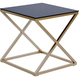 Jahnke Beistelltisch XTRA BY SIDE (1-St), Nachttisch/Beistelltisch in Gold-Look, aus Sicherheitsglas gefertigt, goldfarben|schwarz