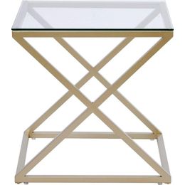 Jahnke Beistelltisch XTRA BY SIDE (1-St), Nachttisch/Beistelltisch in Gold-Look, aus Sicherheitsglas gefertigt, goldfarben