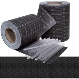 Pvc Sichtschutz Streifen Privatsphäre Doppelstabmatten Zaun Folie inkl. 30 Befestigungsclips, 70m (2x 35m), Rattan