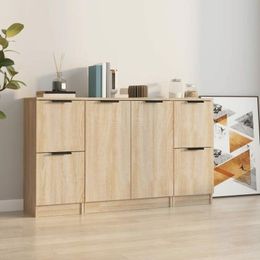 3 Stk. Sideboard Kommode Küchenschrank Aufbewahrungsschrank Sonoma-Eiche Holzwerkstoff NNDG5662 MAISONCHIC