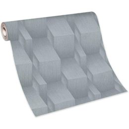 3D Tapete silber grau | Moderne Vliestapete geometrisch | Metallic Wandtapete mit Geometrie Design für Wohnzimmer und Schlafzimmer