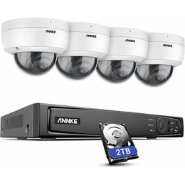 ANNKE H800 8MP 4K Ultra HD PoE-Überwachungskamerasystem, H.265+ NVR mit 4 4K-Dome-Kameras, Personen- und Fahrzeugerkennung, IP67 wasserdicht, IK10