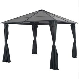 Gartenpavillon Gartenzelt Outdoor Partyzelt mit Vorhang Aluminium 3×3 m Schwarz XDGN318172 MAISONCHIC