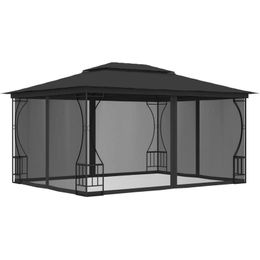 Pavillon Familienzelt Zelt für Camping/Markt/Festival Gartenpavillon mit Netz 300x400x265 cm Anthrazit XDGN522994 MAISONCHIC