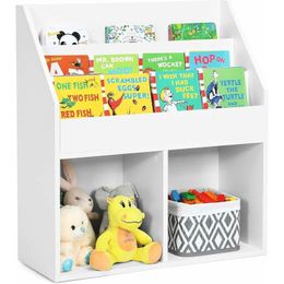 Costway Bücherregal für Kinder, Spielzeugregal aus Holz mit 3-stufigem Fach & 2 Ablagen, 2 in 1 Kinderregal Aufbewahrungsregal für Kinderzimmer, Spielzimmer,