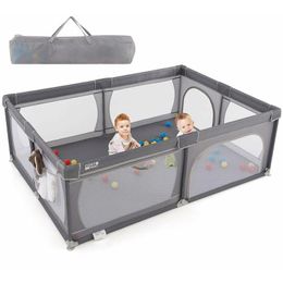 Costway Baby Laufstall mit 50 Bällen & 2 Türen, Laufgitter mit Seitentasche, atmungsaktivem Netz & Reißverschluss, Laufgitterzelt für Säuglinge &