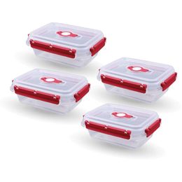 Bestlivings Frischhaltedosen für Lebensmittel ( 0,9 L ) - 4er Pack Rot - Vorratsdose luftdicht, Aufbewahrungsbox Meal Prep Box, Lunchbox, BPA Frei - Rot