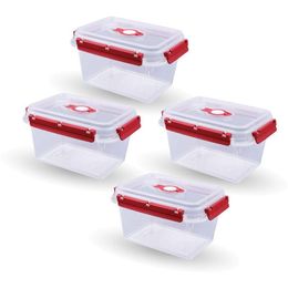 Bestlivings Frischhaltedosen für Lebensmittel ( 1,5 l ) - 4er Pack Rot - Vorratsdose luftdicht, Aufbewahrungsbox Meal Prep Box, Lunchbox, bpa Frei - Rot