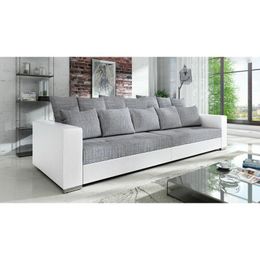 Modernes Big Sofa Wohnlandschaft Sofa Couch Jumbo xxl 1 - Weiß - Hellgrau