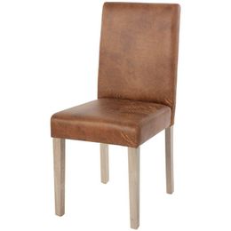 HHG [NEUWERTIG] Esszimmerstuhl Littau, Küchenstuhl Stuhl, Stoff/Textil Wildlederimitat, braune Beine - brown