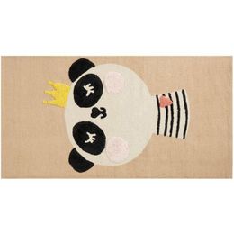 Beliani Teppich Beige Baumwolle Polyester 80 x 150 cm Pandadruck Niedrigflor für Kinderzimmer - Beige