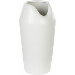 Beliani Vase Weiß Steinzeug 33 cm Hoch Schlank Rund mit Breiter Öffnung Unregelmässige Form Modern Wohnartikel Dekovase Tischdeko Accessoires - Weiß