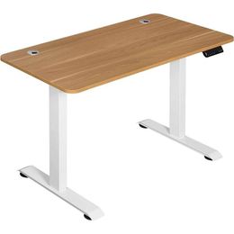 WOLTU - Höhenverstellbar Schreibtisch Elektrisch mit Tischplatte 120 x 60 cm und 4 Memory-Steuerungen Eiche + Weiß Gestell