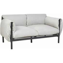 Beliani Gartensofa 2-Sitzer Hellgrau und Schwarz Aluminium mit Stoffbezug Niedriger Lehne Modern Terasse Balkon Außen Wohnzimmer Gartenzubehör - Grau