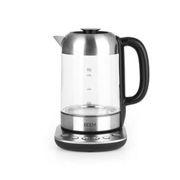 BEEM-Tee-und-Wasser-Kocher mit 1,7-l-Glaskanne und Teesieb - Silber - Edelstahl