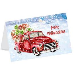 Luma Weihnachtskarte rotes Auto DIN B6