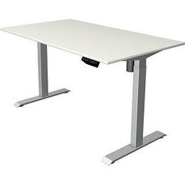 Kerkmann Move 1 elektrisch höhenverstellbarer Schreibtisch weiß rechteckig, T-Fuß-Gestell silber 140,0 x 80,0 cm
