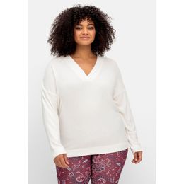 sheego by Joe Browns Große Größen: Oversize-Sweatshirt mit Stickerei hinten, offwhite, Gr.44/46