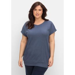sheego Große Größen: Oversized-Shirt mit elastischem Saumbund, indigo, Gr.48/50