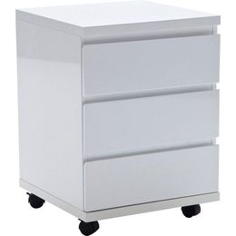 MCA furniture Rollcontainer RC, Büroschrank rollbar, weiß hochglanz, weiß