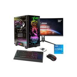 Hyrican Rockstar SET02446 Gaming-PC-Komplettsystem (30", Intel® Core i5 13400F, RTX 4060, 16 GB RAM, 1000 GB SSD, DDR5, Windows 11, inklusive 30" Curved Monitor MSI Optix MAG301CR2), schwarz