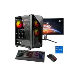 Hyrican Striker SET02414 Gaming-PC-Komplettsystem (30", Intel® Core i7 13700F, RTX 4060, 16 GB RAM, 1000 GB SSD, DDR5, Windows 11, inklusive 30" Curved Monitor MSI Optix MAG301CR2), schwarz