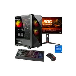 Hyrican Striker SET02411 Gaming-PC-Komplettsystem (24", Intel® Core i7 13700F, RTX 4060, 16 GB RAM, 1000 GB SSD, DDR5, Windows 11, inklusive 24" Curved Monitor AOC C24G2AE/BK), schwarz