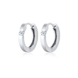 Elli DIAMONDS Paar Creolen Creolen Diamant (0.22 ct) Eleganz 925 Silber, silberfarben